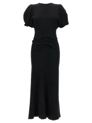 Victoria Beckham Gathered Waist Midi Dress - Black