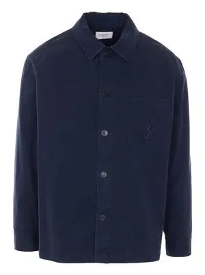 Saint Laurent Cassandre Overshirt Jacket - Blue