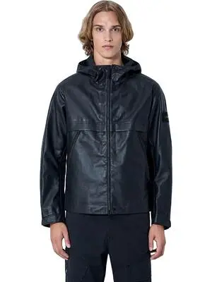 Stone Island Hooded Leather Jacket - Black