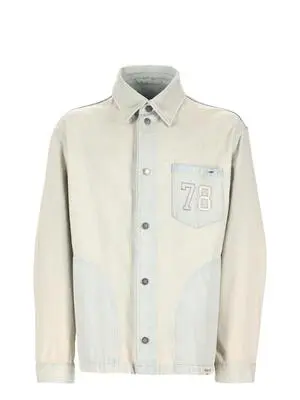 GOLDEN GOOSE Giacca In Denim Con Tasca Ricamata - Cream