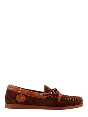 Valentino Garavani Palm Avenue Leather And Suede Boat Shoe - Multicolor