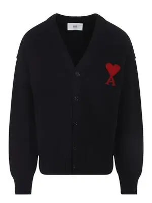 AMI Paris Adc Cardigan - Black