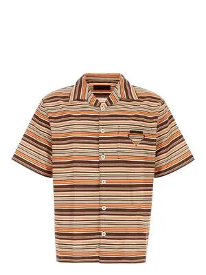 Prada Prada Men Embroidered Cotton Blend Shirt Multicolor