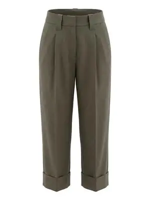 Brunello Cucinelli BRUNELLO CUCINELLI Wool Pleated Carrot Pants Multicolor