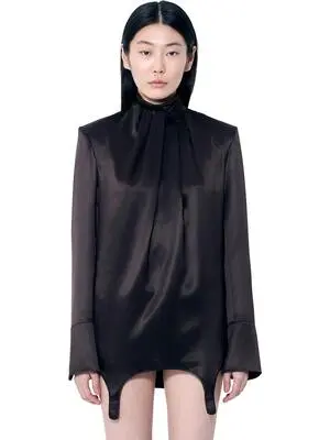 Saint Laurent Twist-neck Garter Blouse - Brown