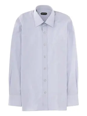 TOM FORD Tom Ford Men Shirt With Classic Collar Blue