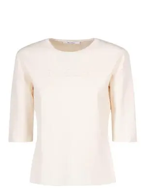Max Mara MAX MARA Knitted Jersey Short-Sleeved Top Multicolor