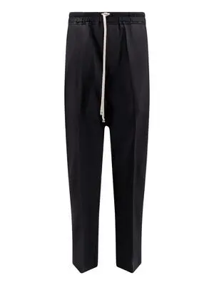 Rick Owens Drawstring Long Certified Virgin Wool Trousers - Black