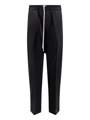 Rick Owens Drawstring Long Certified Virgin Wool Trousers - Black