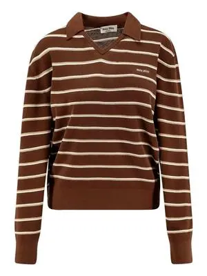 Miu Miu MIU MIU Striped Cotton Polo Shirt Multicolor