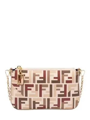 Fendi Ff Fabric Baguette Pouch With Chain - Multicolor