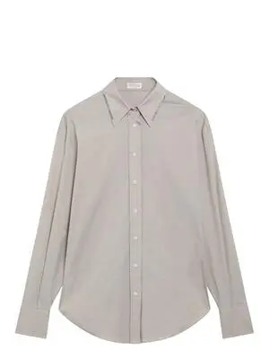 Brunello Cucinelli Monili Trim Stretch Cotton Poplin Shirt - Gray