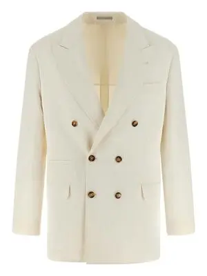 Brunello Cucinelli Linen Silk Blazer - White