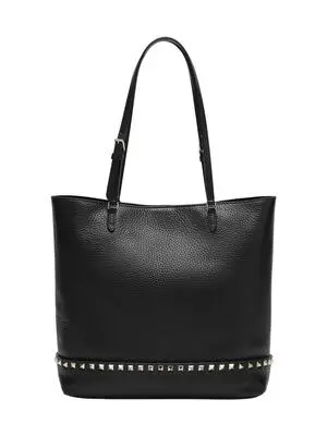 Valentino Garavani Medium Rockstud Shopper Bag In Leather - Black