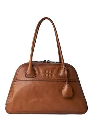 Miu Miu Embossed Leather Top Handle Bag - Brown