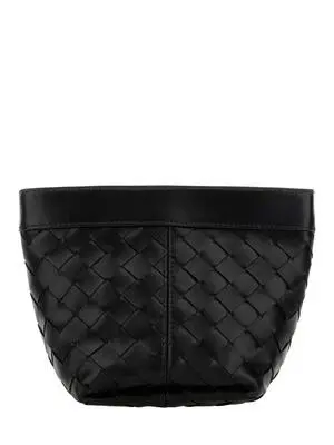 Bottega Veneta Leather Small Flip Flap Pouch - Black