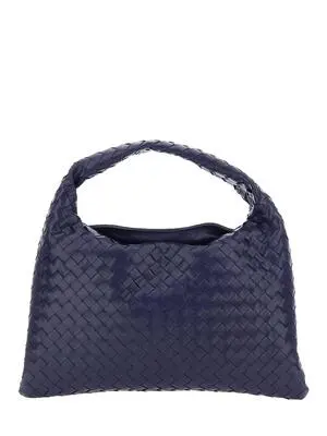 Bottega Veneta Hop' Blue Shoulder Bag With Intreccio Motif In Leather For - Multicolor