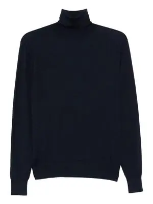 Saint Laurent Cashmere Wool And Silk Turtleneck - Blue