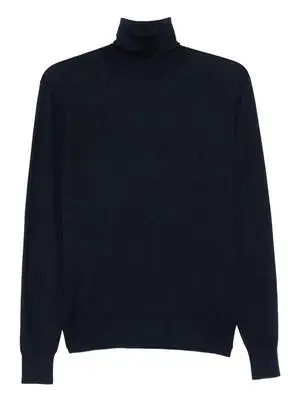 Saint Laurent Cashmere Wool Silk Turtleneck - Blue