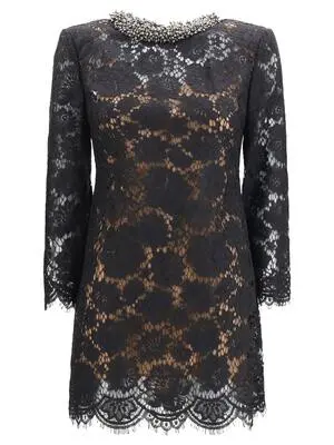 SELF-PORTRAIT Lace Long Sleeve Mini Dress - Black