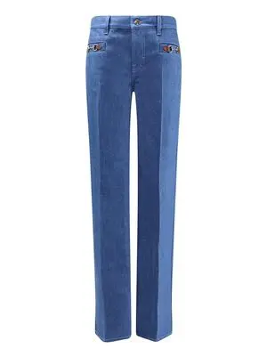 Gucci Cotton Jeans With Iconic Frontal Horsebits - Multicolor