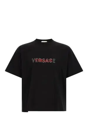 Versace Logo' T-shirt - Black