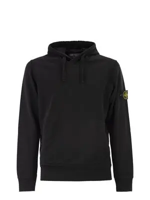 Stone Island Regular Fit Hooded Sweatshirt - Black