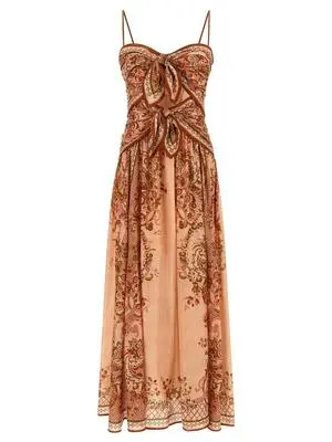 Zimmermann Aster Silk Paisley Midi Dress - Pink