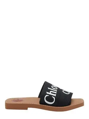 Chloé Woody Flat Sandals - Black