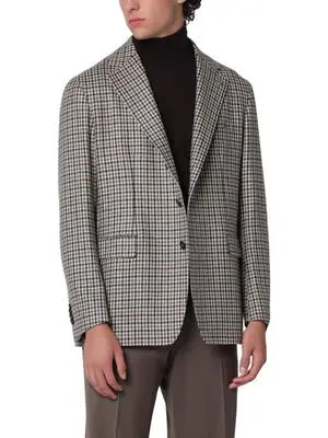 Tagliatore Tagliatore Single-Breasted Jacket With Tobacco Vichy Pattern Men Brown