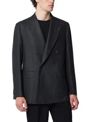 Tagliatore Tagliatore Anthracite Grey Double-Breasted Jacket In Wool And Cashmere Men Gray