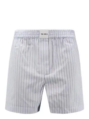 Attico Striped Cotton Shorts Multicolor