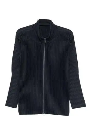 Issey Miyake HOMME PLISSE ISSEY MIYAKE Pleated High Neck Zip Up Shirt Multicolor