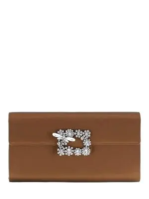 ROGER VIVIER Efflorescence Satin Clutch - Brown