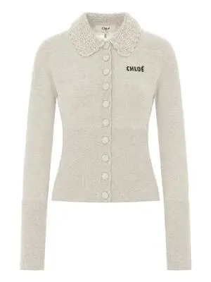 Chloé CHLOE Logo Slim Fit Cardigan Gray