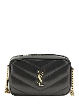 Saint Laurent Loulou Mini Leather Shoulder Bag - Black