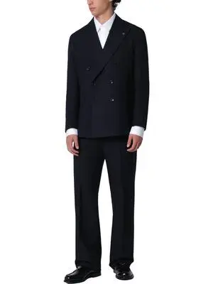 Tagliatore Double-breasted Suit In Wool - Blue