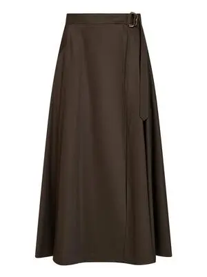 Burberry Wool Twill Belted Midi Skirt - Multicolor