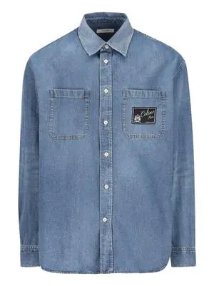 Celine Logo Cotton Denim Shirt - Multicolor