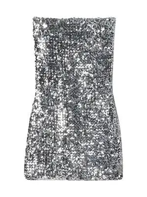 Gucci Sequin Strapless Cocktail Dress - Silver