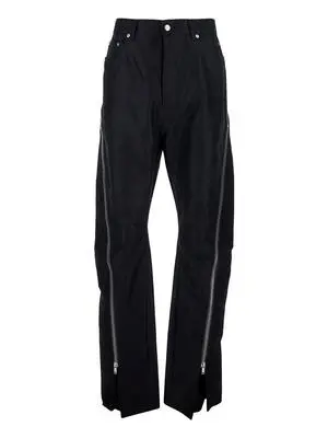 Rick Owens Rick Owens Men Men's 'Bolan Banana' Black Stretch Cotton Pants With Zip Details Black
