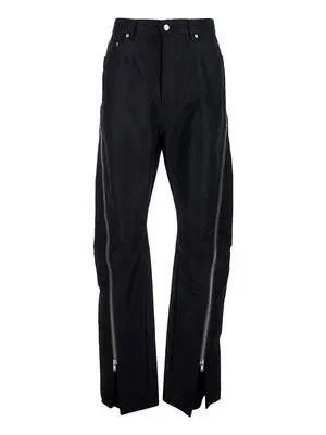 Rick Owens Bolan Banana Stretch Cotton Pants With Zip Details - Black