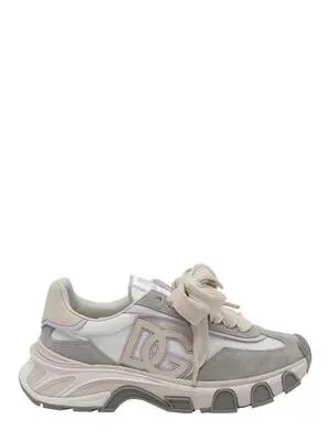 Dolce & Gabbana Leather And Fabric Sneakers - Cream