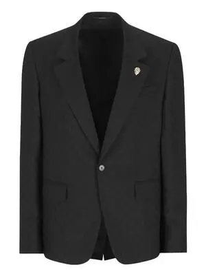 Gucci Gg Patterned Single-button Blazer - Black