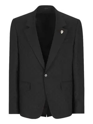 Gucci Gg Patterned Single-button Blazer - Black