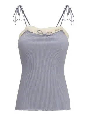 Chloé Jersey And Lace Thin Strap Top - Blue