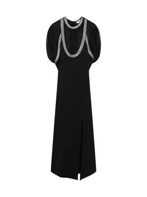 Attico Viscose-blend Dress With Rhinestones - Black