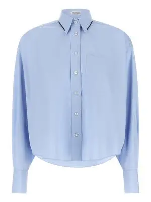 Brunello Cucinelli Shiny Trim' Shirt - Blue