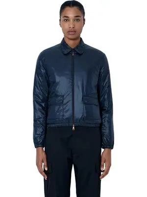 Moncler Lanset Packable Short Down Shirt Jacket - Blue