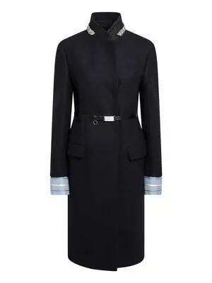 Prada Wool Coat With Belt - Blue